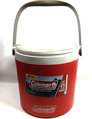 Coleman 12 Can Party Circle Cooler Red W/ Lid & Handle Cold Up To 12 ...