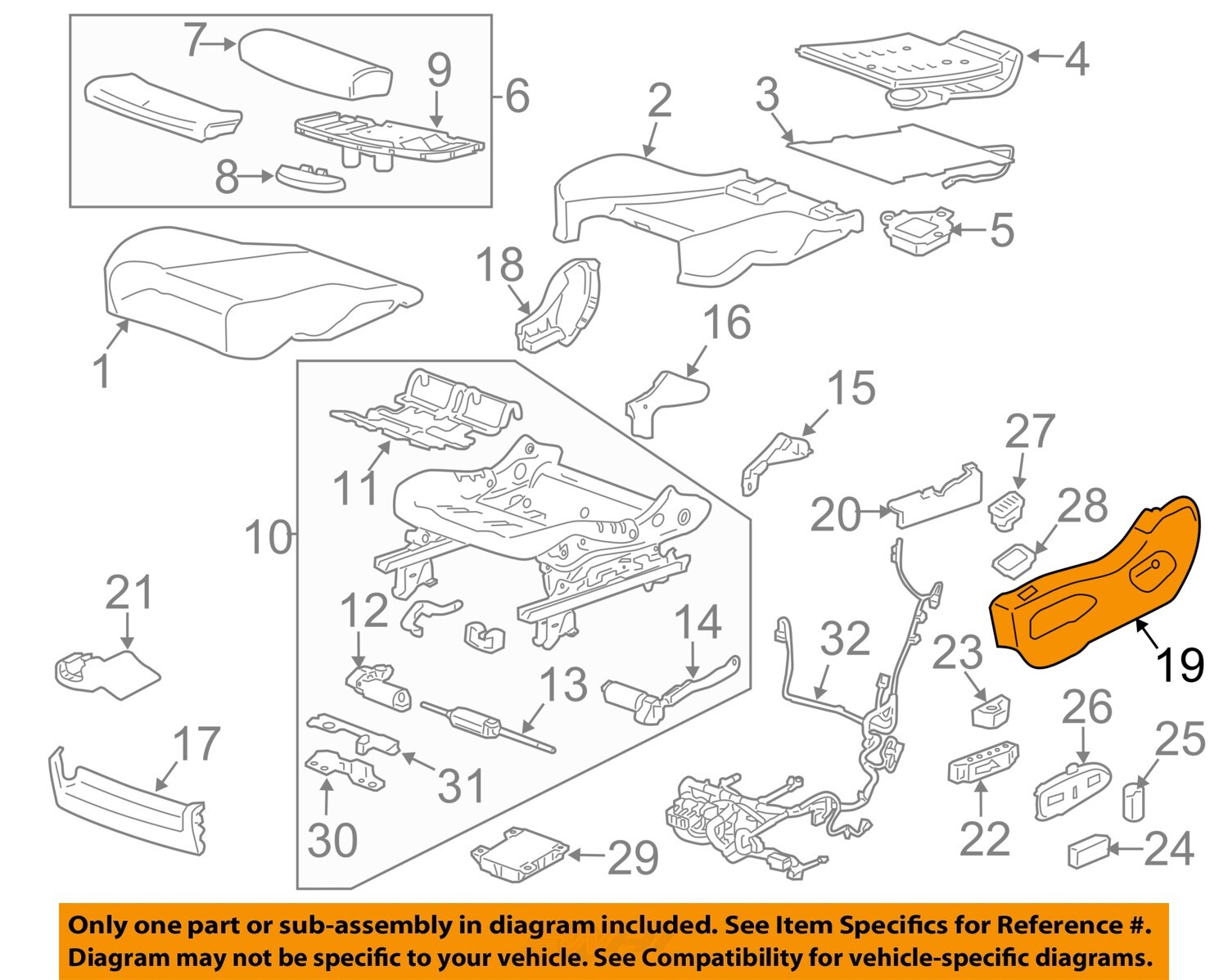 GM OEM 10-16 SRX Seats Tracks Driver Seat Components-Outer Finish Pnl ...