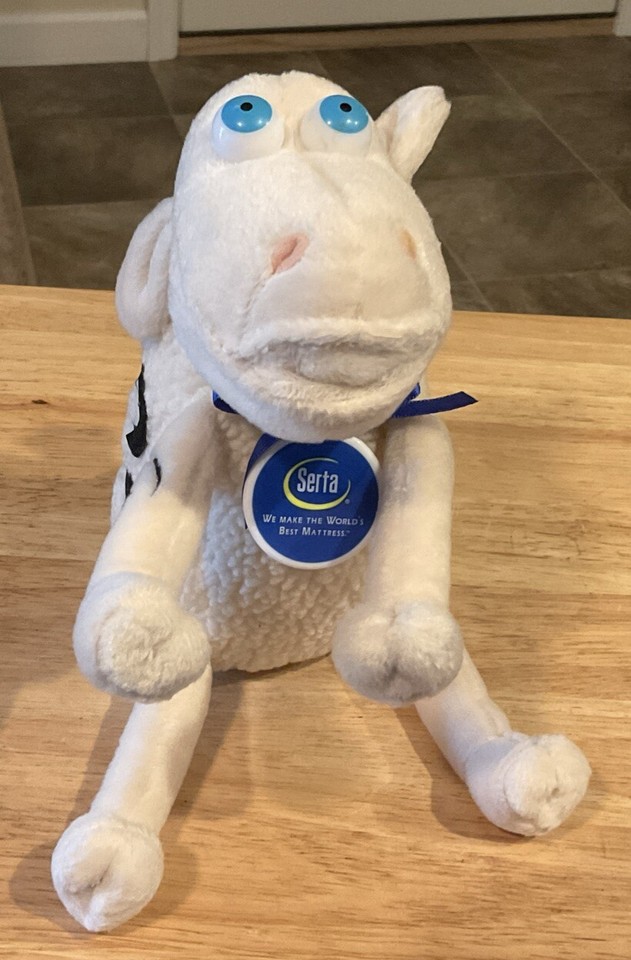 Serta Mattress “Counting Sheep #15” Beanbag Plush Stuffed Sheep w/Bow ...
