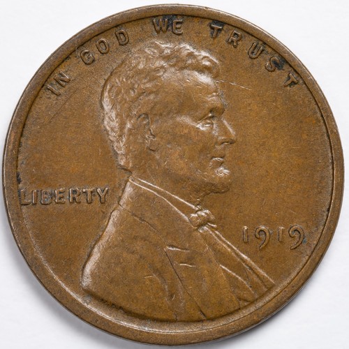 1919-P Almost Uncirculated (AU) Lincoln Wheat Penny Cent Philadelphia ...