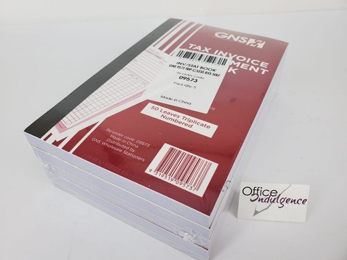 5 x Tax Invoice & Statement Book Triplicate Carbonless 200x125mm 50LF ...