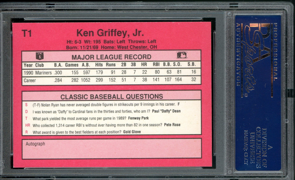 1991 Classic Series II Ken Griffey Jr #T1 PSA 10 GEM MINT Beautiful ...