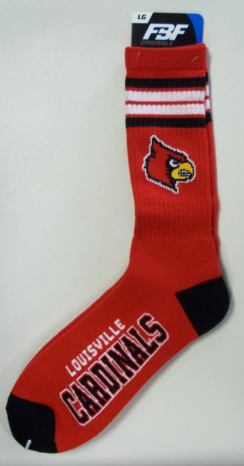 Louisville Cardinals Crew Socks Large Size 10 to 13 4 Stripe | eBay