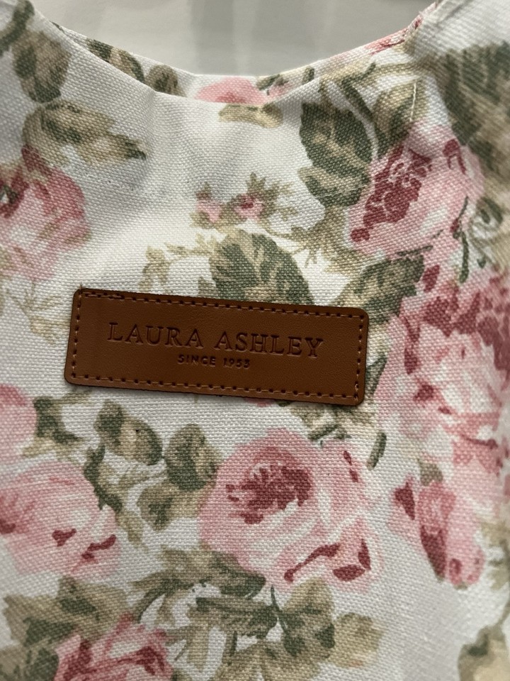 Laura Ashley Madeline Duck 100% cotton canvas tote bag pink roses new ...