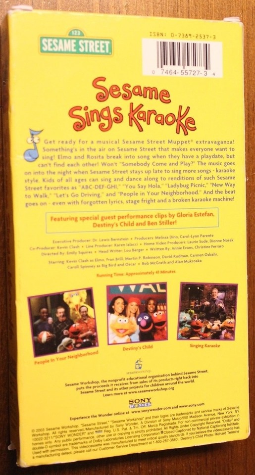 Sesame Street - Sesame Sings Karaoke VHS Tape from 2003 RARE ...