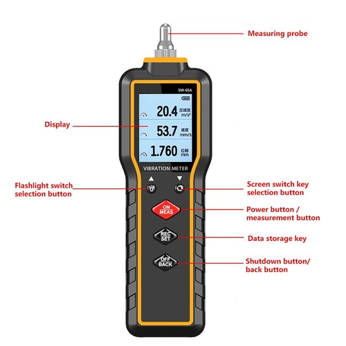 SW-65A Pro Vibration Meter Digital Vibration Sensor Meter Vibrometer ...