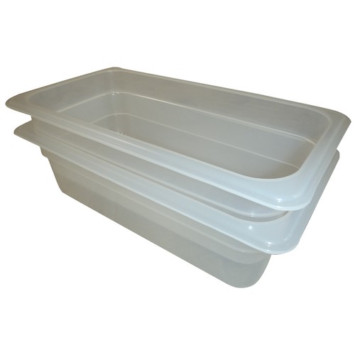 2 PCS CLEAR PLASTIC CONTAINER GN 1/3 GASTRONORM TRAY FOOD GRADE 100mm ...