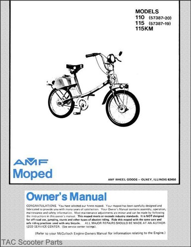 AMF Roadmaster 110 115 & 115KM Owner's & Engine Manuals | eBay
