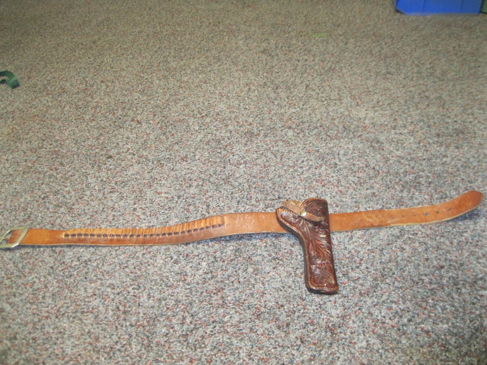 Vtg Hunter Brown Leather Gun Belt #145 25 Bullet Loops & holster ...