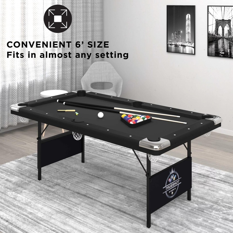 Trueshot Portable 6 Ft Folding Pool Table Billiards With Accessories ...