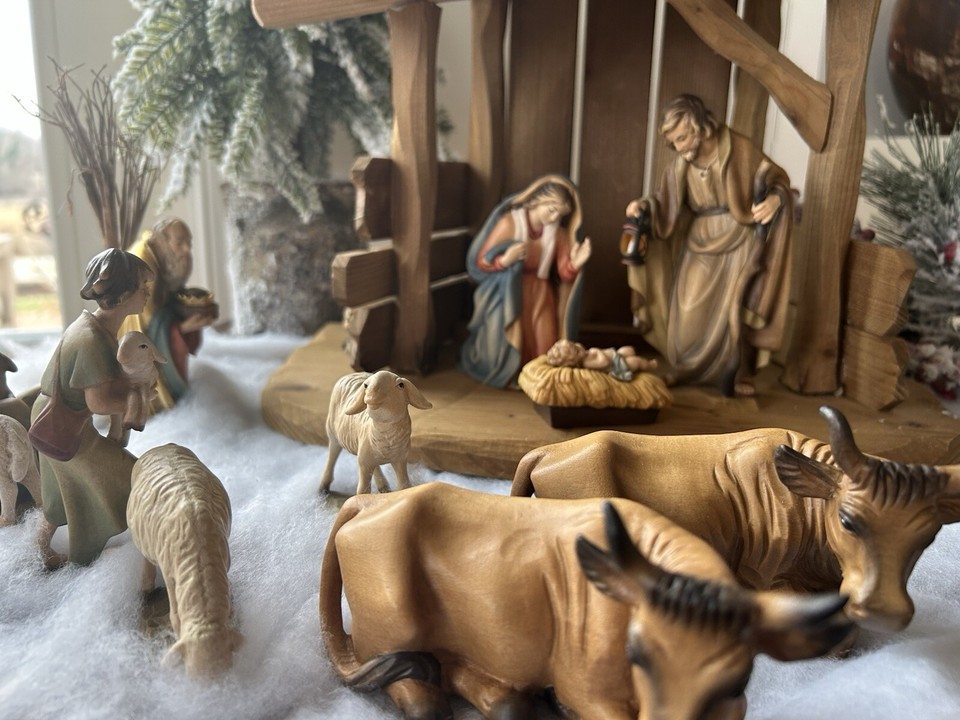 1990 ANRI Nativity Set 18 Figurines Stable & Trees Incl. Perfect ...