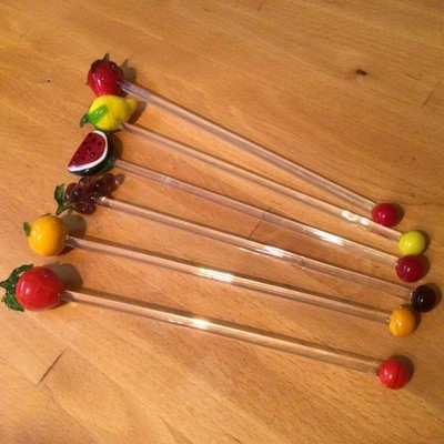 Lovely Set 6 Vintage Glass Cocktail Swizzle Sticks | eBay UK