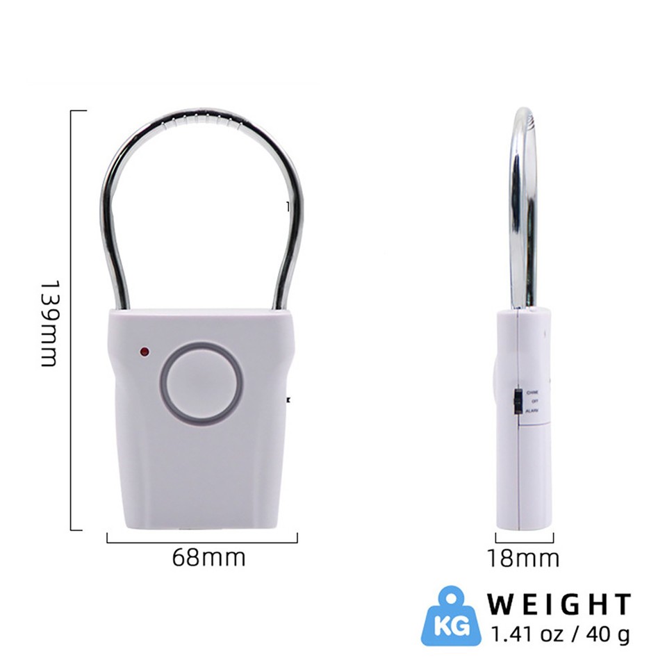 White Door Handle Alarm 115dB Door Security Alarm Touch Sensor Anti ...