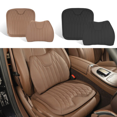 Leather Back Cushion Support Chair Memory Foam Lumbar Lower Back Car ...