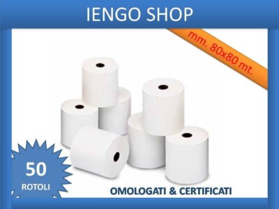 50 ROTOLI TERMICI MM 80X80 METRI CARTA CERTIFICATA DI ALTA QUALITA ...