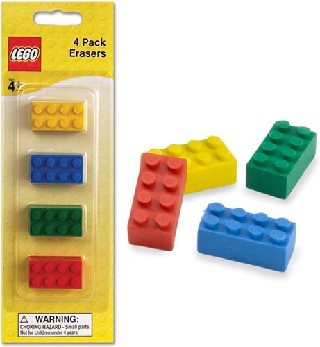 LEGO Brick Erasers 4 Colors Red Green Blue Yellow School Genuine ...