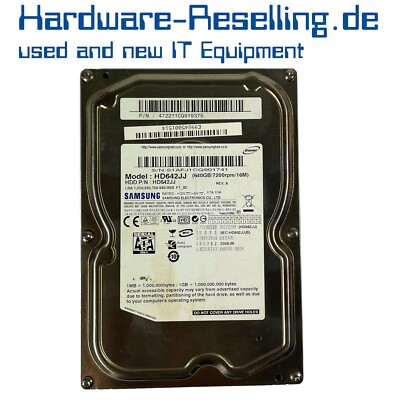 Samsung 640GB 7.2K 3.5" SATA HDD HD642JJ P/N 472211CQ919375 | eBay