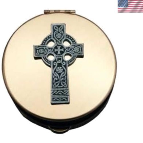 Elegant Gold Celtic Cross Pyx Container for Church Hosts ...