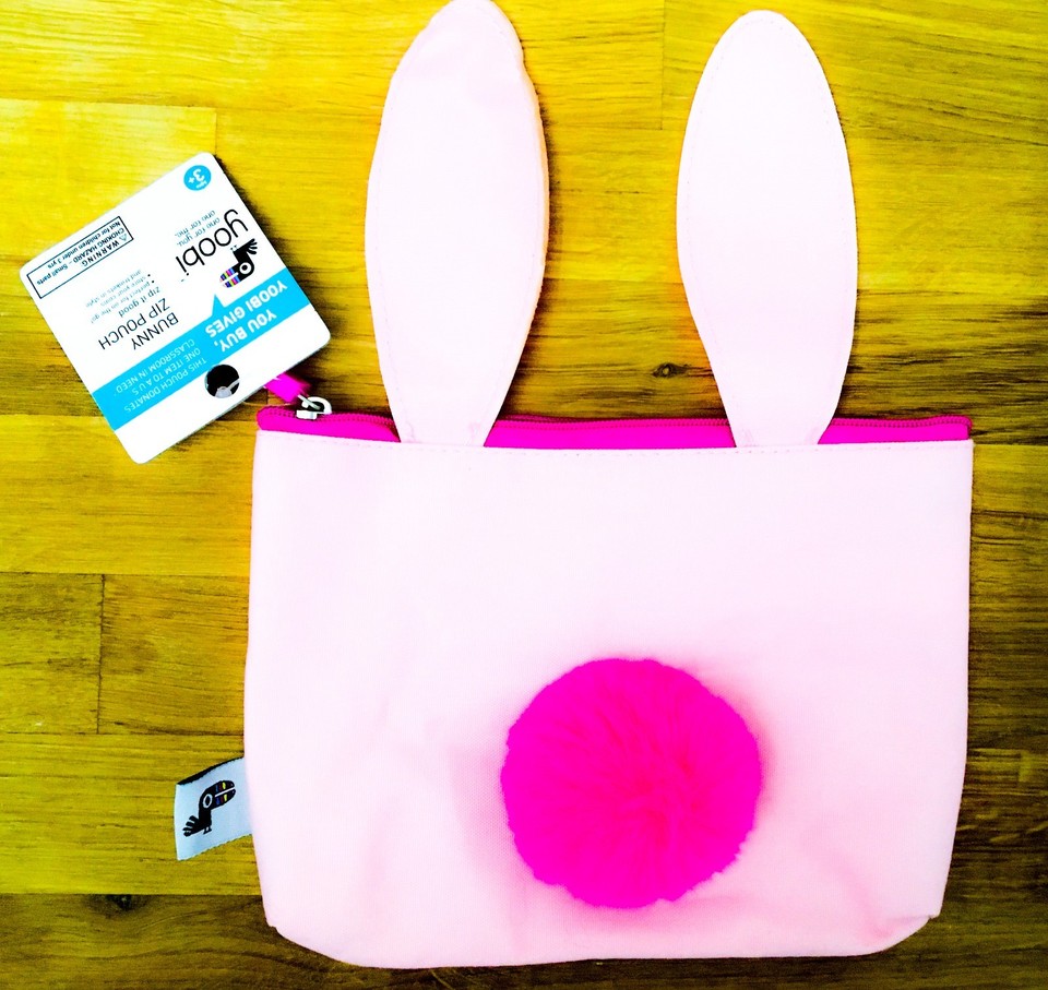 Yoobi Women's Bunny Pouch Zipper Makeup Pink Pouch Bag Zipper Fur Ball ...