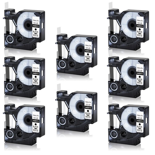 8PK 45013 Black on White S0720530 Label Tape 12MM For DYMO D1 ...