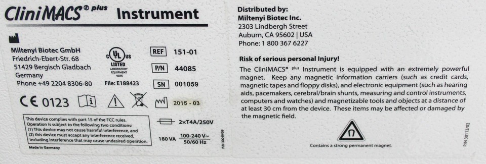 Miltenyi Biotec CliniMacs Plus Instrument P/N 44085 (3373875) | eBay