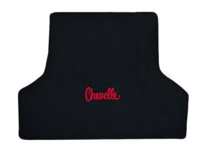 NEW! 1968 - 1972 CHEVELLE Rear Trunk Mat Black Carpet Embroidered Red ...