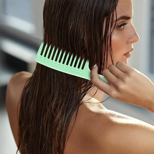 Two Set Large Wide Tooth Comb Detangling Wet or Dry Hair Combs Shower ...