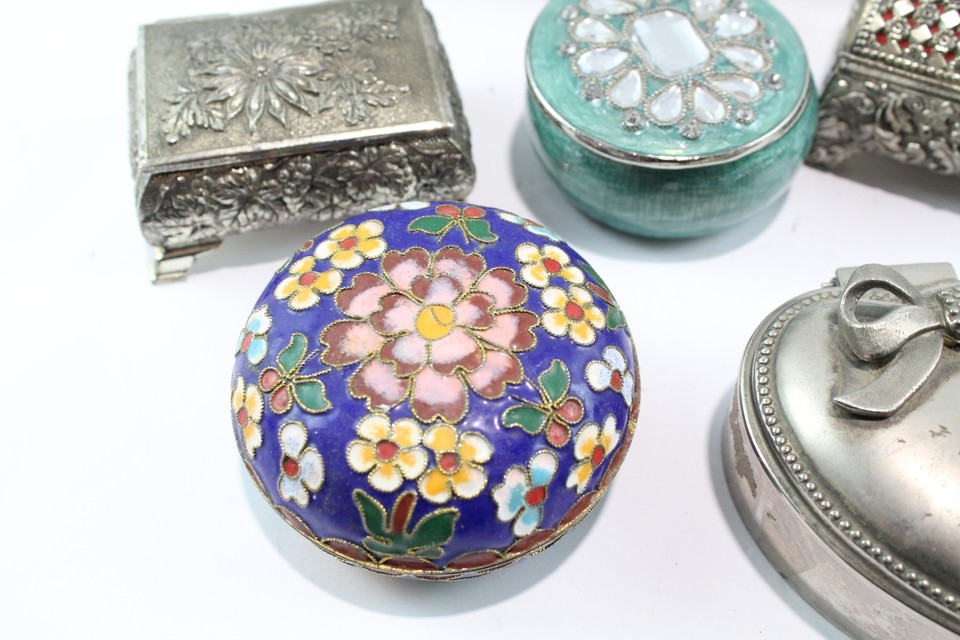 Trinket Boxes Vintage Brass Floral Job Lot Inc Silver Tone | eBay UK