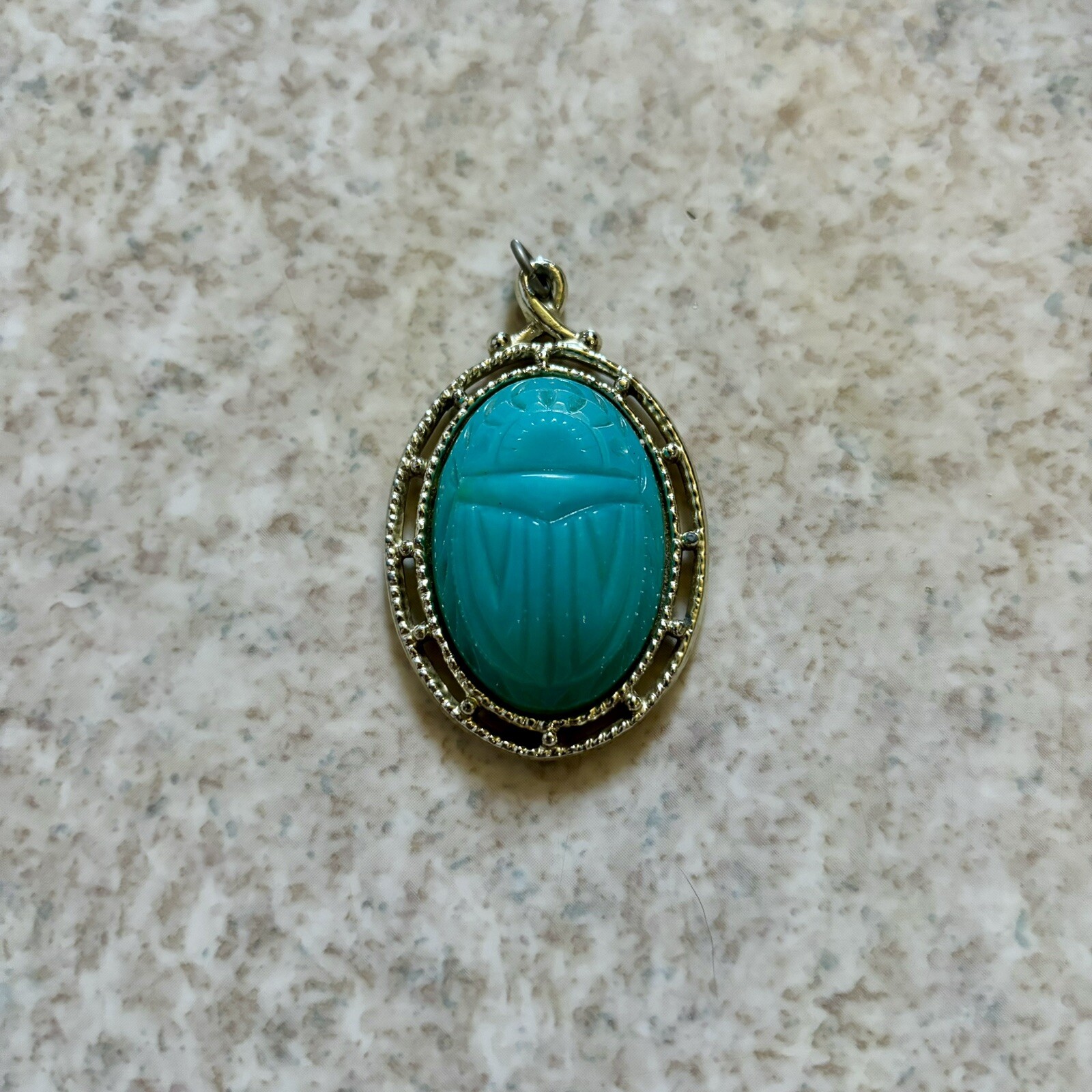 Antique Egyptian Revival Turquoise Color Scarab Penda… - Gem