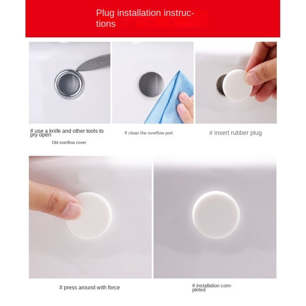 5PCS Rubber Basin Insert Replacement Cap Sink Hole Cover Bathroom ...