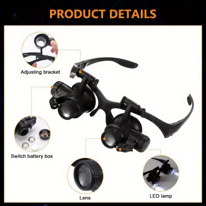 25X Magnifier Magnifying Eye Glass Loupe Jeweler Watch Repair Kit With ...