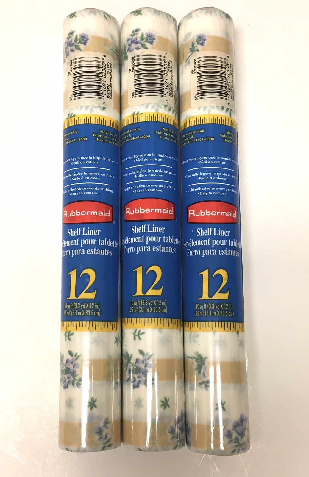 Rubbermaid Shelf Liner Paper Floral Stripe 3 Sealed Rolls~1996 | eBay