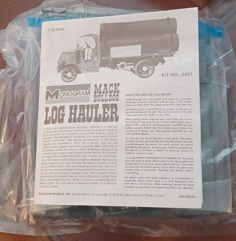 Monogram 1926 Mack Bulldog Log Hauler 1/24 Scale Model Kit NEW | eBay