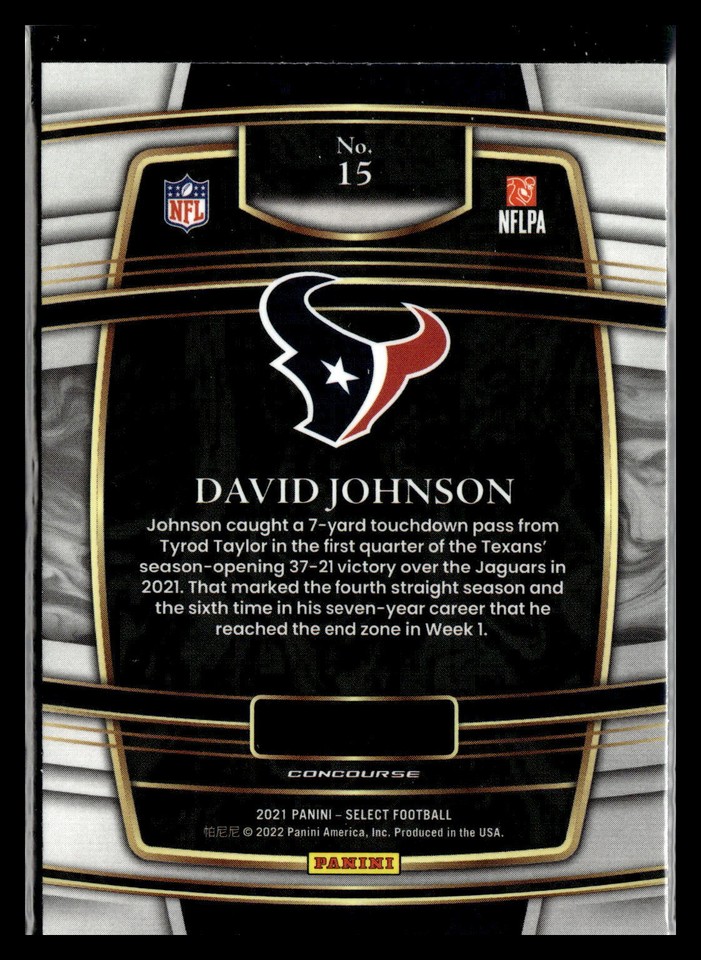 2021 Panini Select #15 David Johnson Houston Texans Football Card | eBay