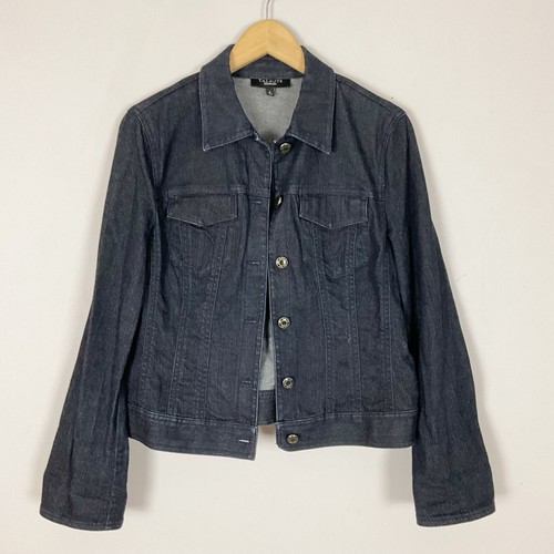 TALBOTS Dark Blue Classic Denim Jacket Staple Modern Trendy Size 8 ...