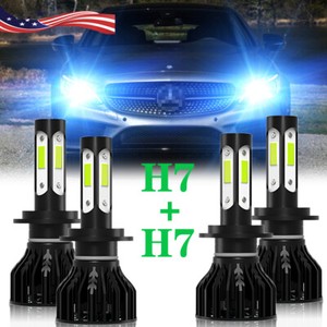 For 2008-2017 Mercedes-Benz C300 Combo H7+H7 LED Headlight 4X Bulbs Hi ...