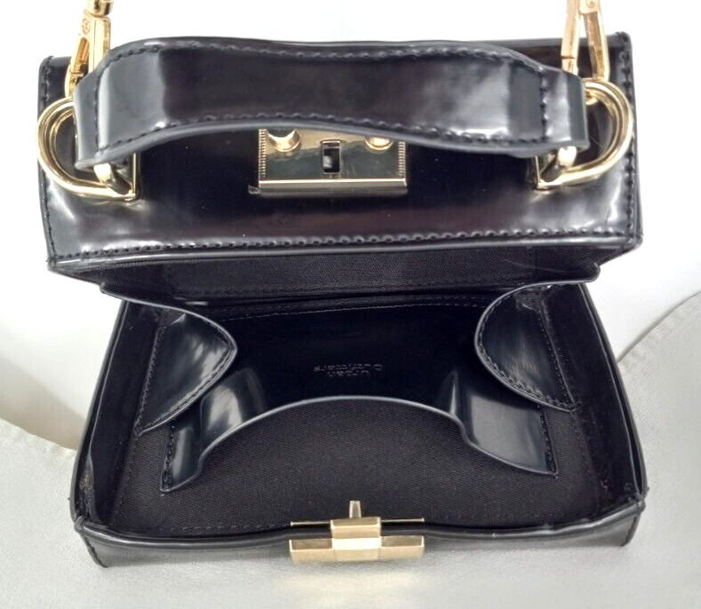 Vintage Urban Outfitters Black PU Mini Train Case Shoulder Bag Gold ...