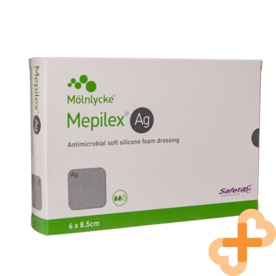 MHC MEPILEX AG Antimicrobial Soft Silicone Foam Dressing 6 x 8,5 cm 5 ...