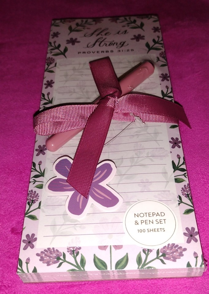 Christian Bible Verse Proverbs 31.25 List Note Pad Stationary Pen ...