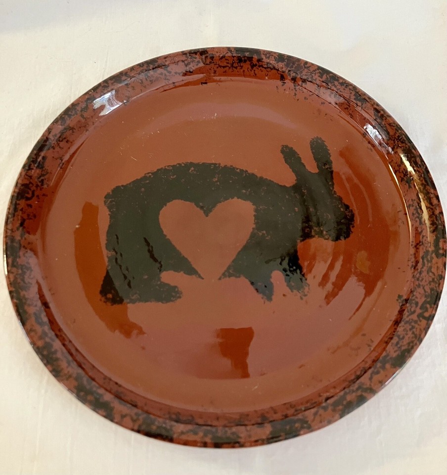 Tennessee Clayworks Redware Decorated Plate - Heart Inside a Rabbit ...