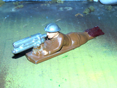 AMERICAN METAL LEAD TOY SOLDIER FIRING DOUBLE BARREL MACHINEGUN ...
