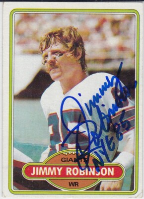 Jimmy Robinson 1980 Topps autographed football card #74 New York Giants ...