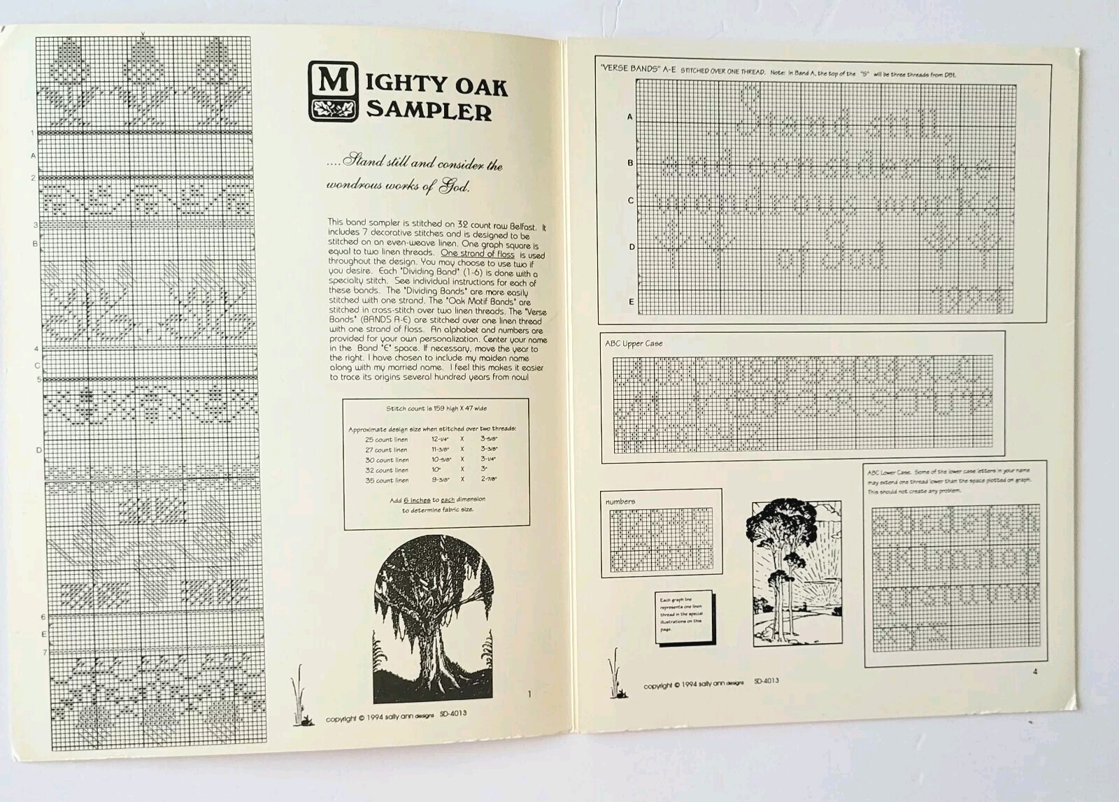 SALLY ANN DESIGNS MIGHTY OAK SAMPLER COUNTED CROSS STITCH PATTERN | eBay