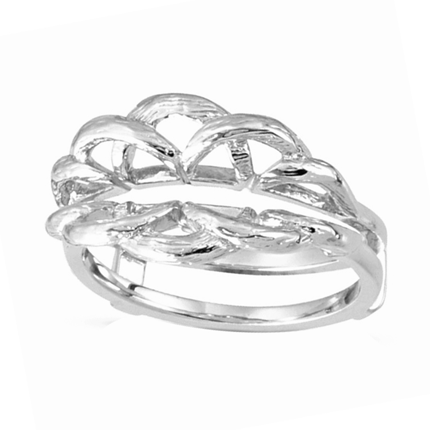 14K White Gold Plated Silver Engagement Wedding Guard Insert Enhancer ...