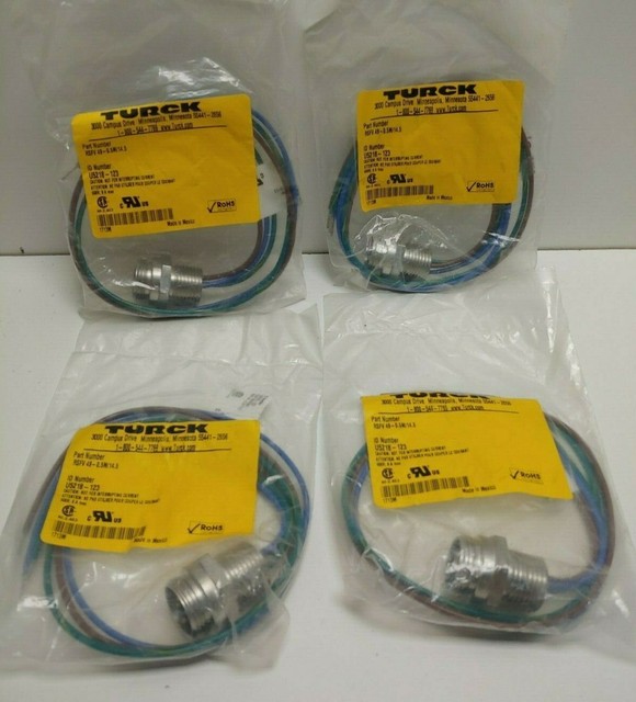 LOT OF (7) OLD STOCK TURCK NETWORK RECEPTACLES RSFV49-0.5M/14.5 U5218 ...