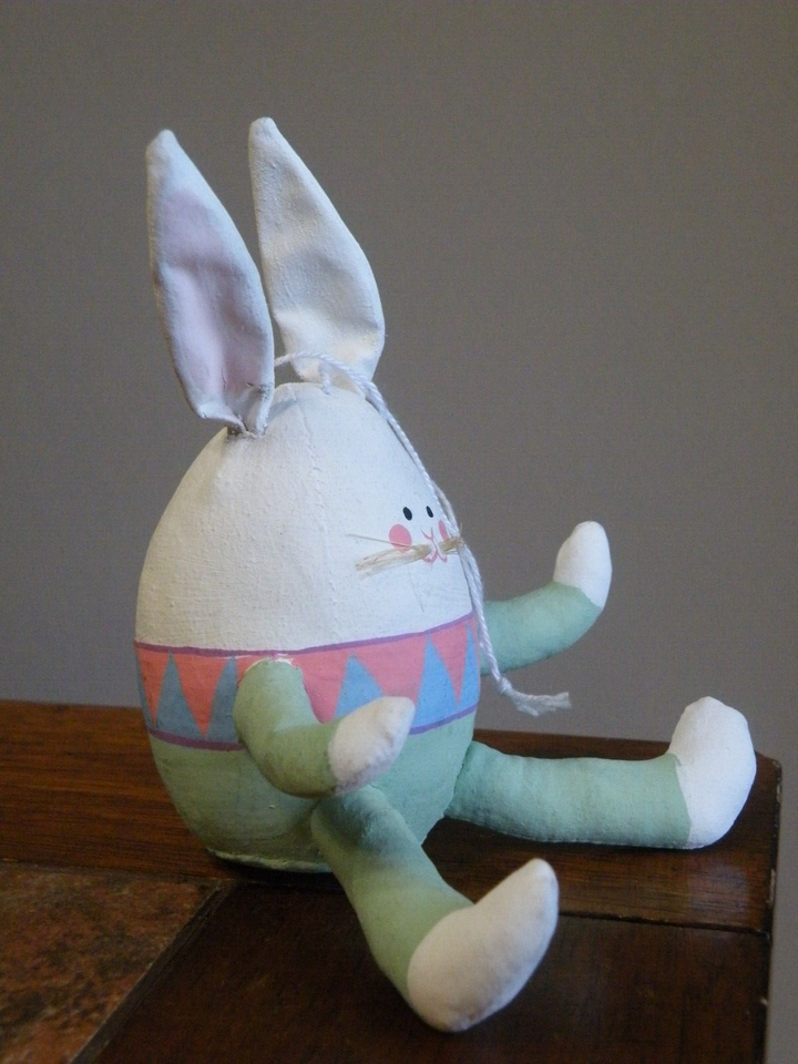 EASTER Spring BUNNY RABBIT Egg Shape FIGURINE 4-1/2" Hanging ORNAMENT ...