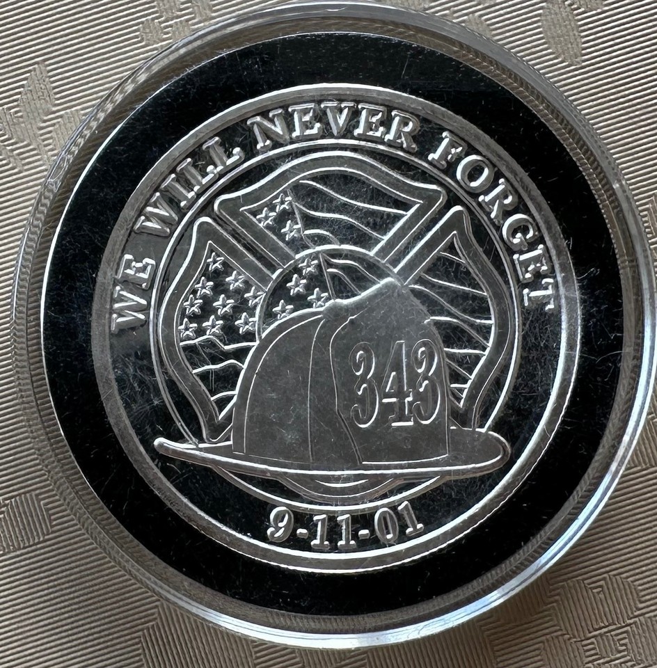 911 Commemorative honoring 343 1 oz .999 Fine Silver Round | eBay