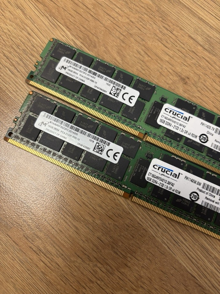 32GB RAM Kit. 2x 16GB Crucial DDR4 2133 2RX4 PC4 Server RAM | eBay UK