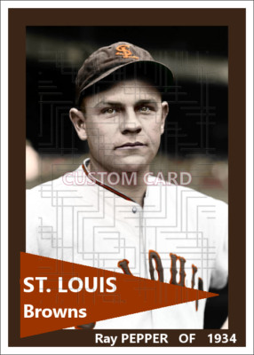 Ray Pepper - 1934 St. Louis Browns - 2.5 x 3.5 custom card (blank back ...