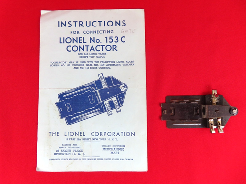 Lionel Postwar Accessory 153C Contactor & Instructions | eBay